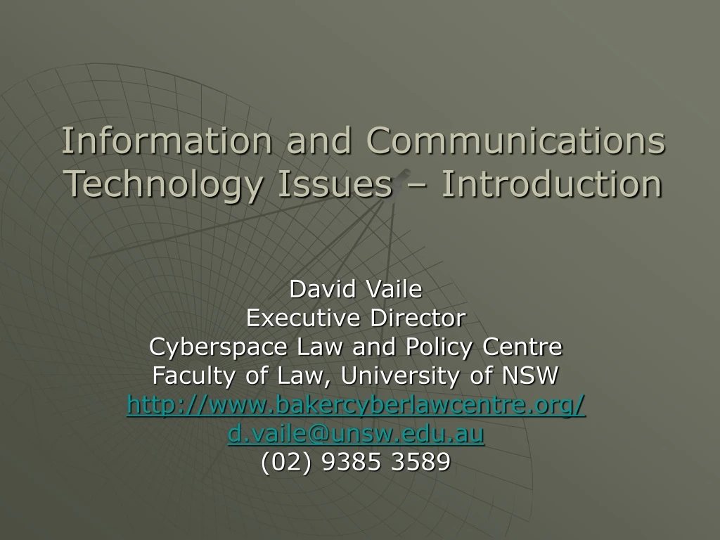 PPT - Information and Communications Technology Issues – Introduction ...