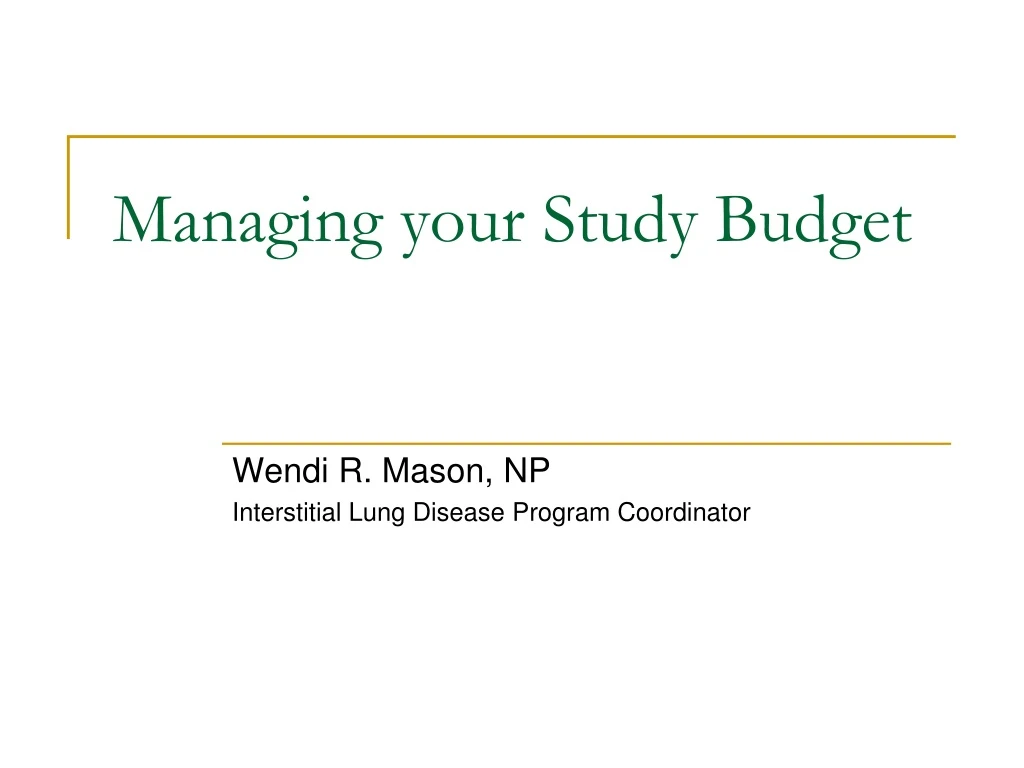 PPT - Managing your Study Budget PowerPoint Presentation, free download ...