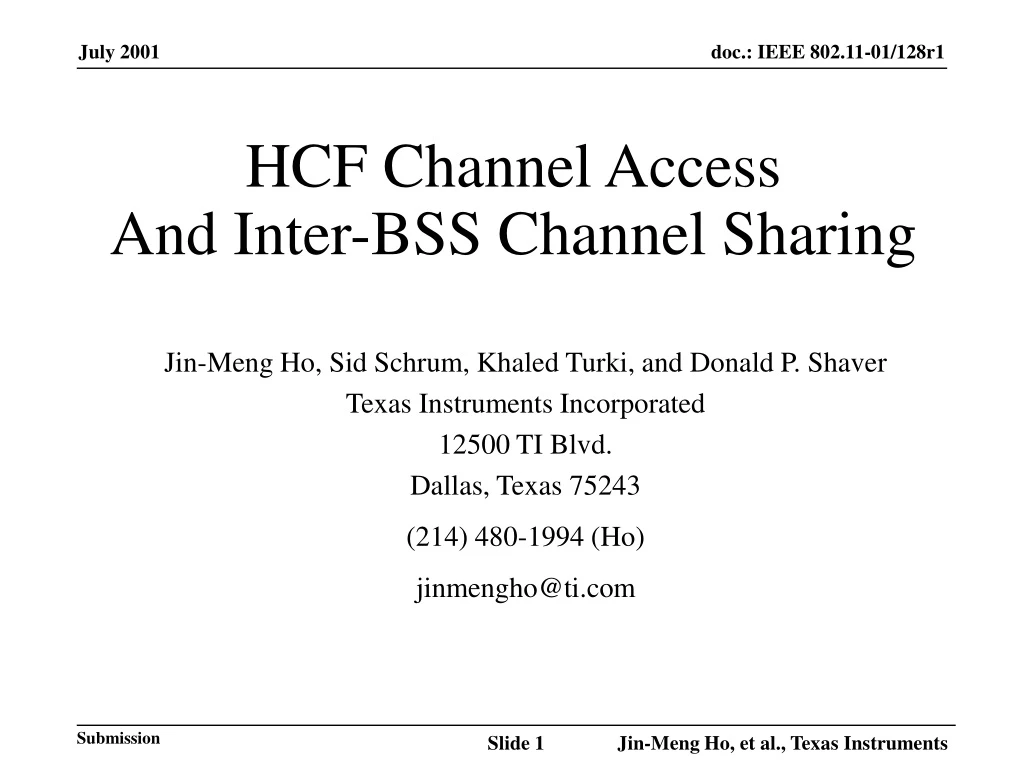 PPT - HCF Channel Access And Inter-BSS Channel Sharing PowerPoint ...