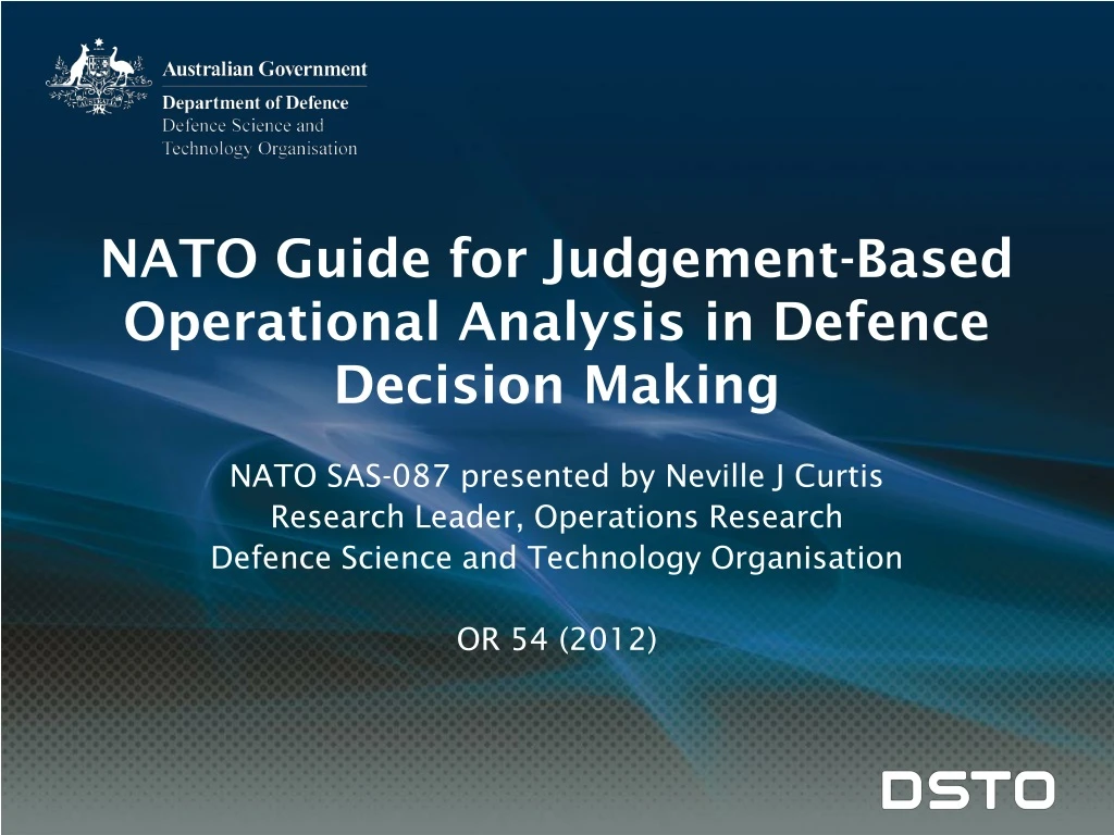 PPT - NATO Guide for Judgement-Based Operational Analysis in Defence ...