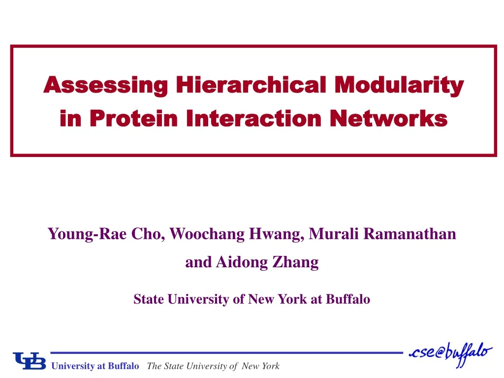 PPT - Young-Rae Cho, Woochang Hwang, Murali Ramanathan and Aidong Zhang ...