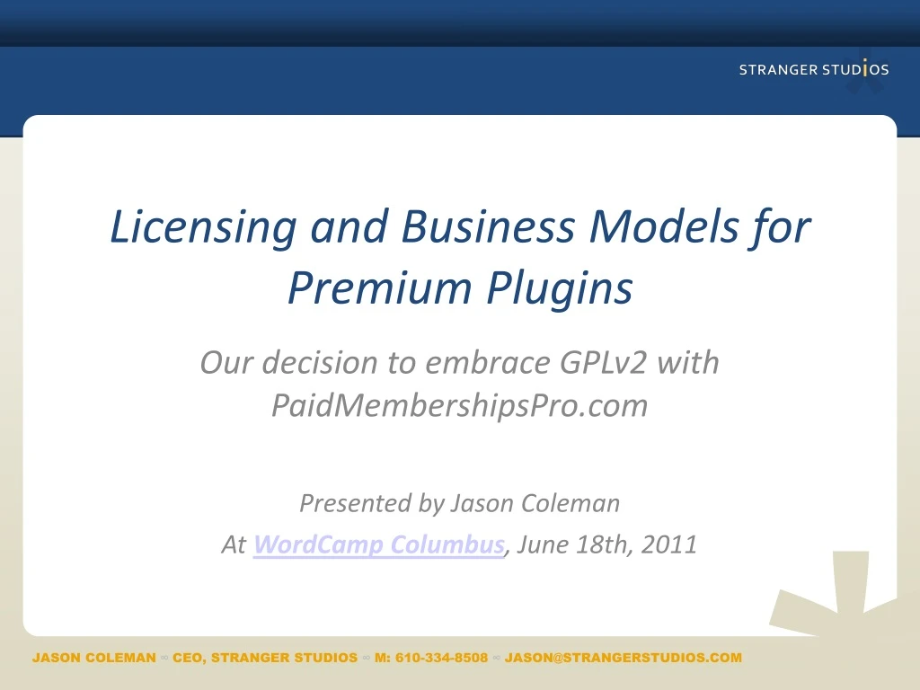 PPT - Licensing and Business Models for Premium Plugins PowerPoint ...