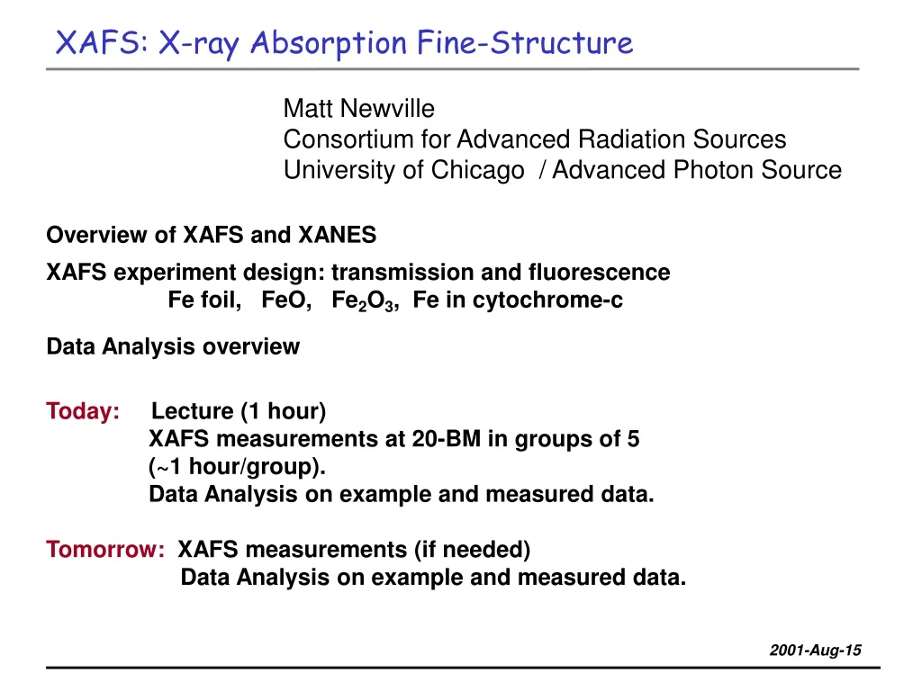 PPT - XAFS: X-ray Absorption Fine-Structure PowerPoint Presentation, free download - ID:9187980