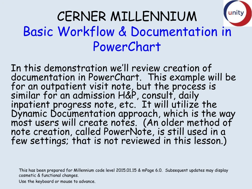 PPT - CERNER MILLENNIUM Basic Workflow & Documentation in PowerChart ...