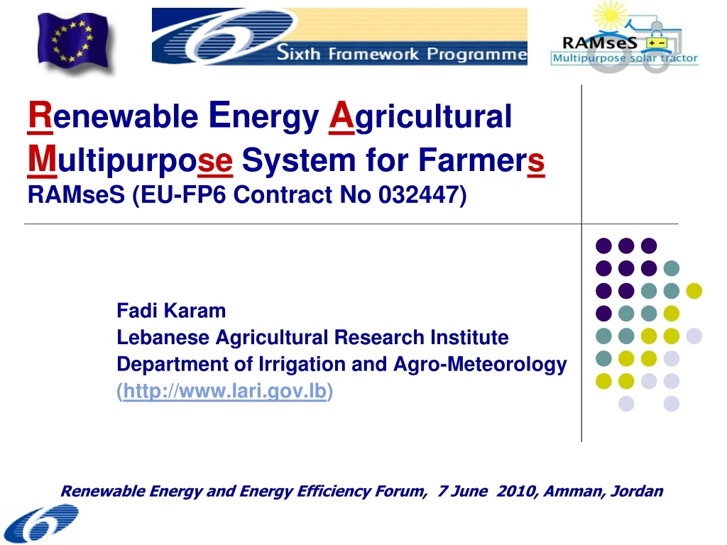 PPT - Fadi Karam Lebanese Agricultural Research Institute Department of ...
