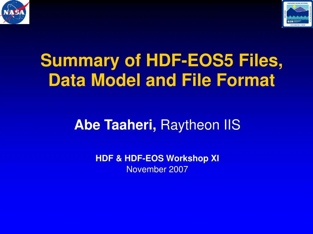 Ppt Summary Of Hdf Eos5 Files Data Model And File Format Powerpoint 8753