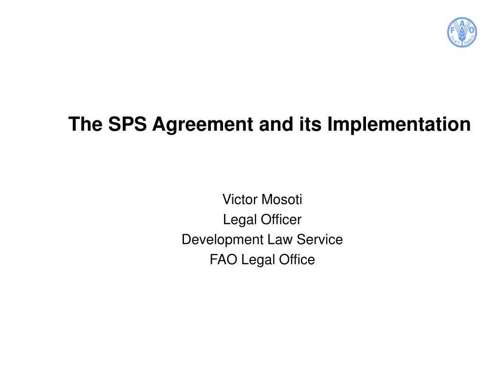 PPT - The SPS Agreement and its Implementation PowerPoint Presentation ...