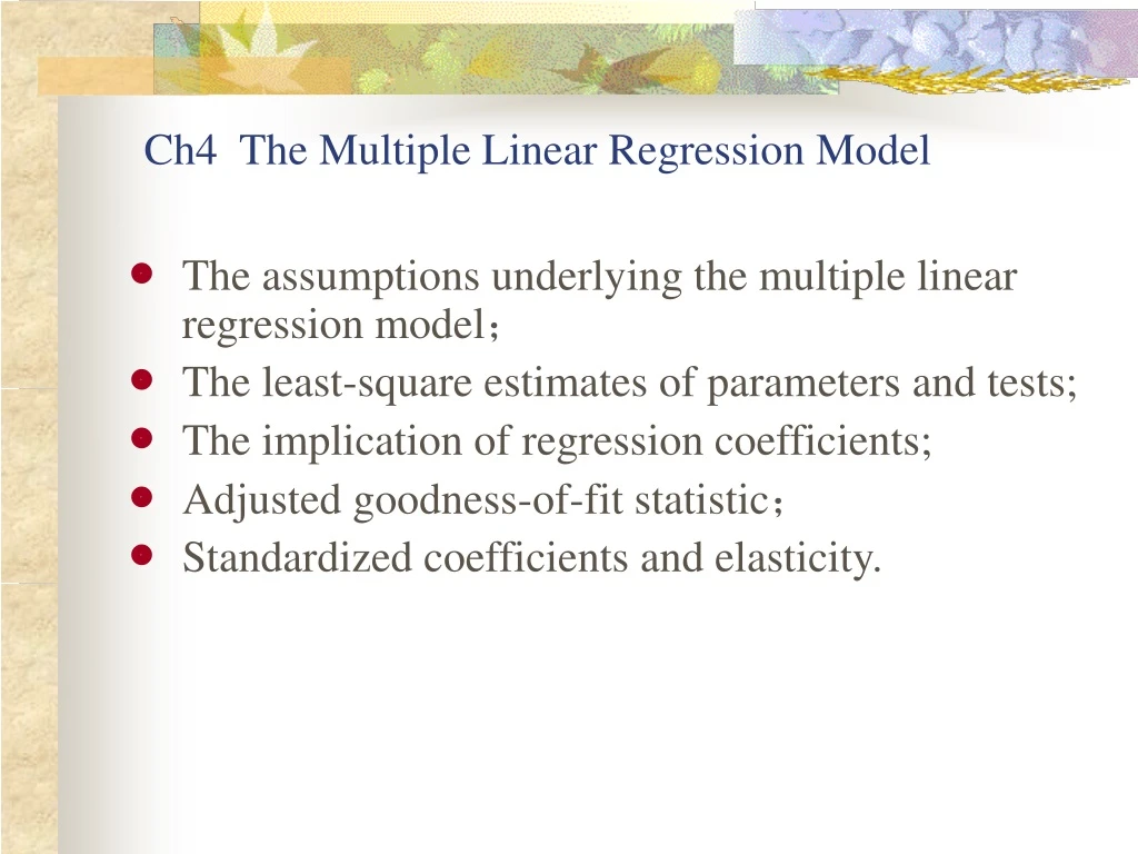 PPT - Ch4 The Multiple Linear Regression Model PowerPoint Presentation ...