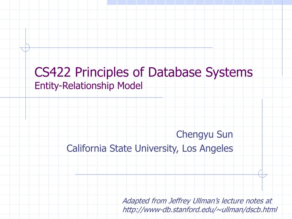 PPT - CS422 Principles of Database Systems Entity-Relationship Model PowerPoint Presentation ...
