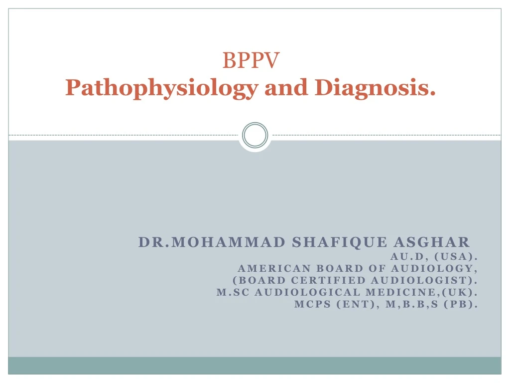 PPT - BPPV Pathophysiology and Diagnosis. PowerPoint Presentation, free ...