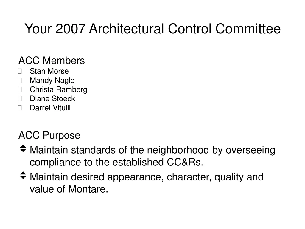 PPT - Your 2007 Architectural Control Committee PowerPoint Presentation ...