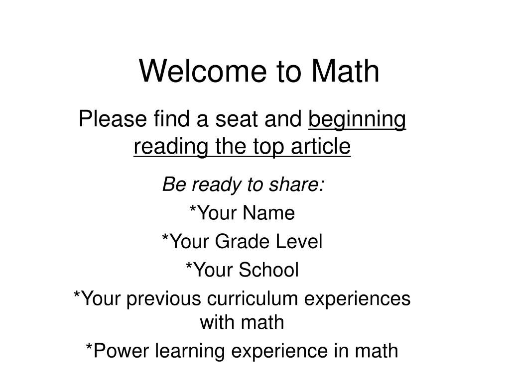PPT - Welcome to Math PowerPoint Presentation, free download - ID:9204789