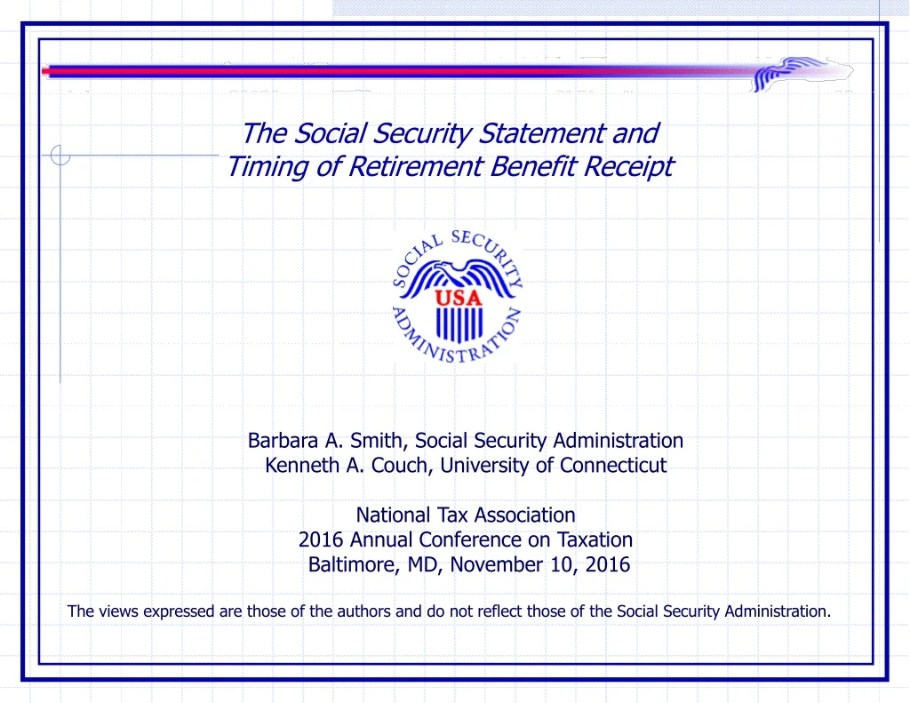 PPT - The Social Security Statement and Timing of Retirement Benefit ...