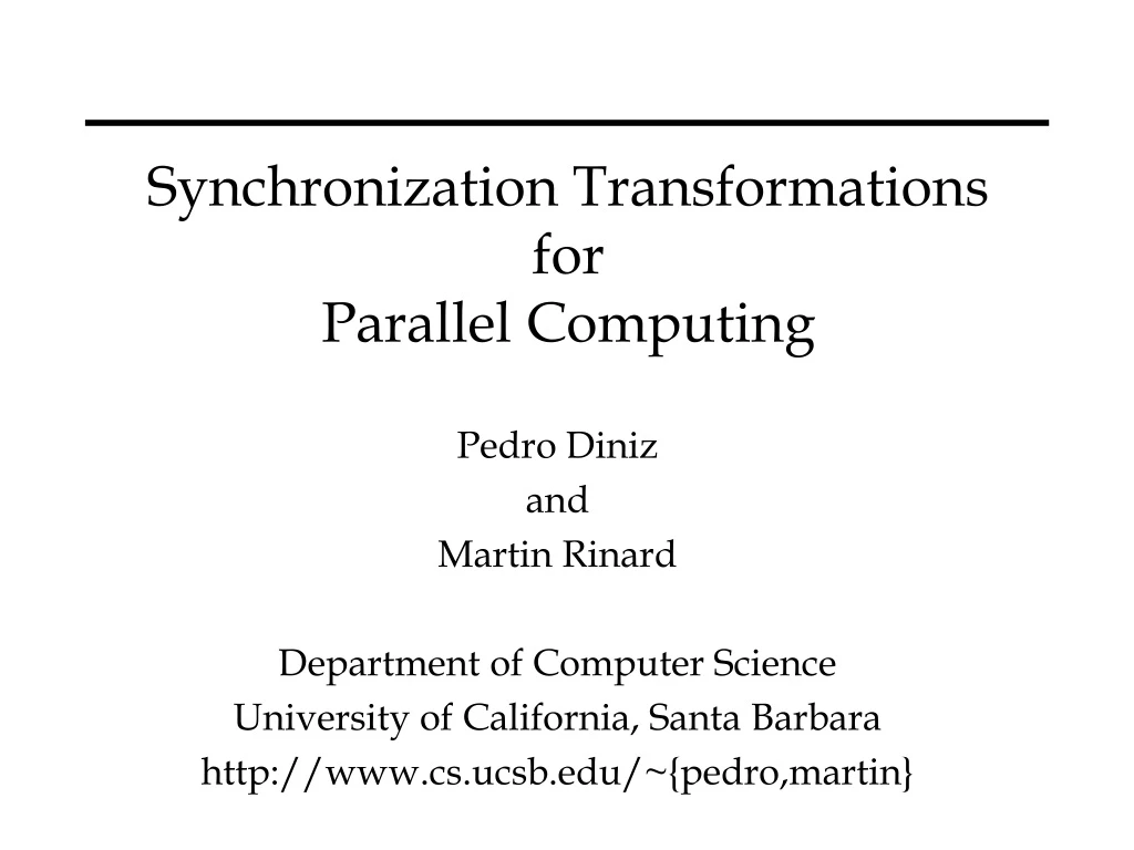 Ppt Synchronization Transformations For Parallel Computing Powerpoint 9734