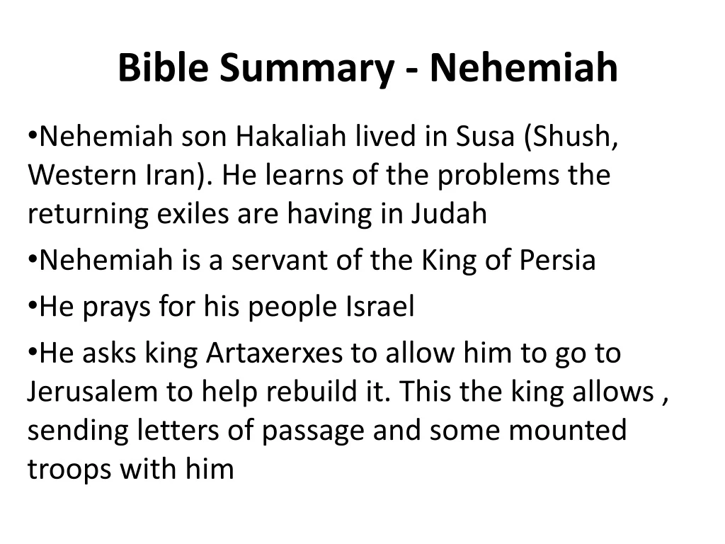 PPT - Bible Summary - Nehemiah PowerPoint Presentation, free download ...