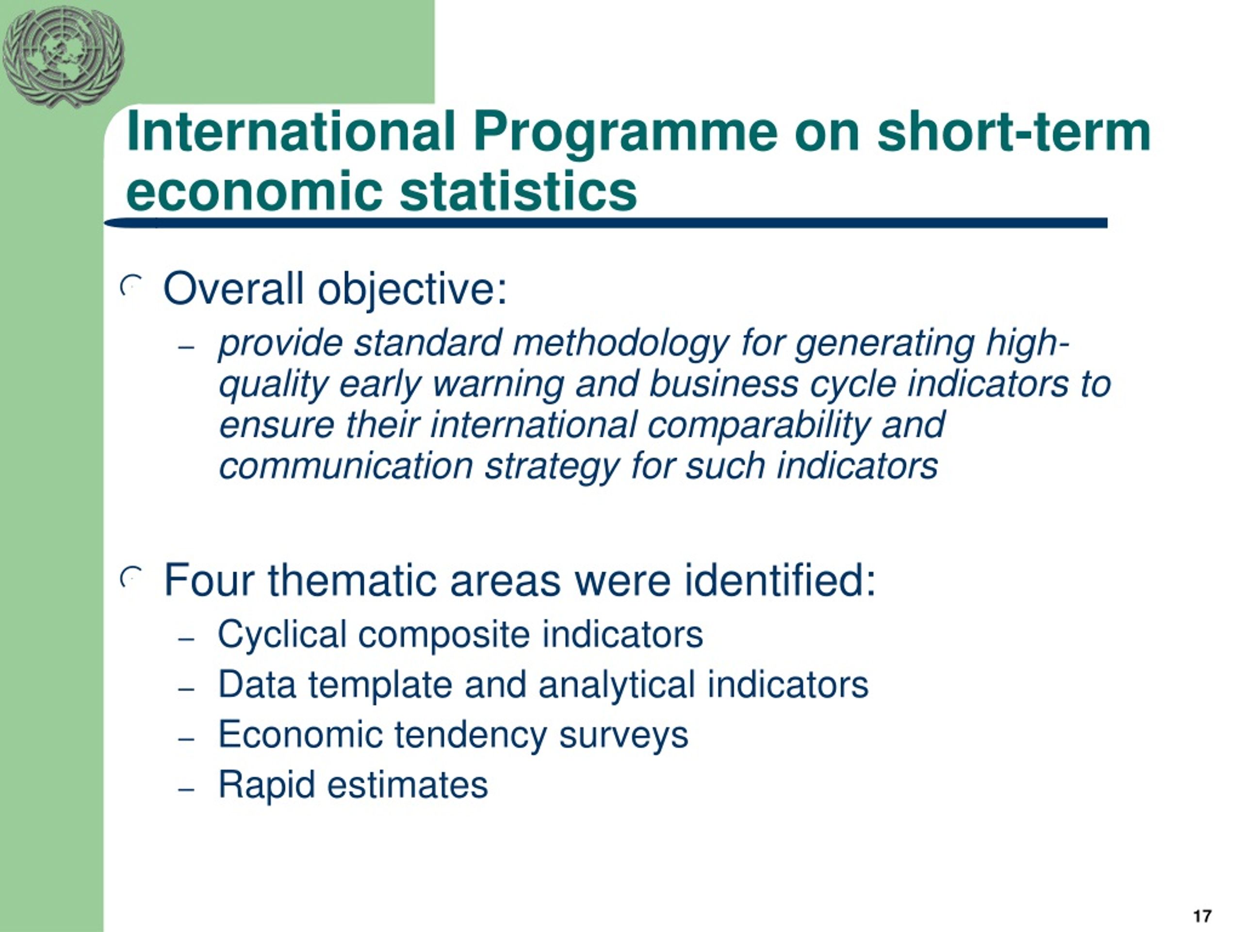 PPT - Short-term economic statistics A global response to the economic ...