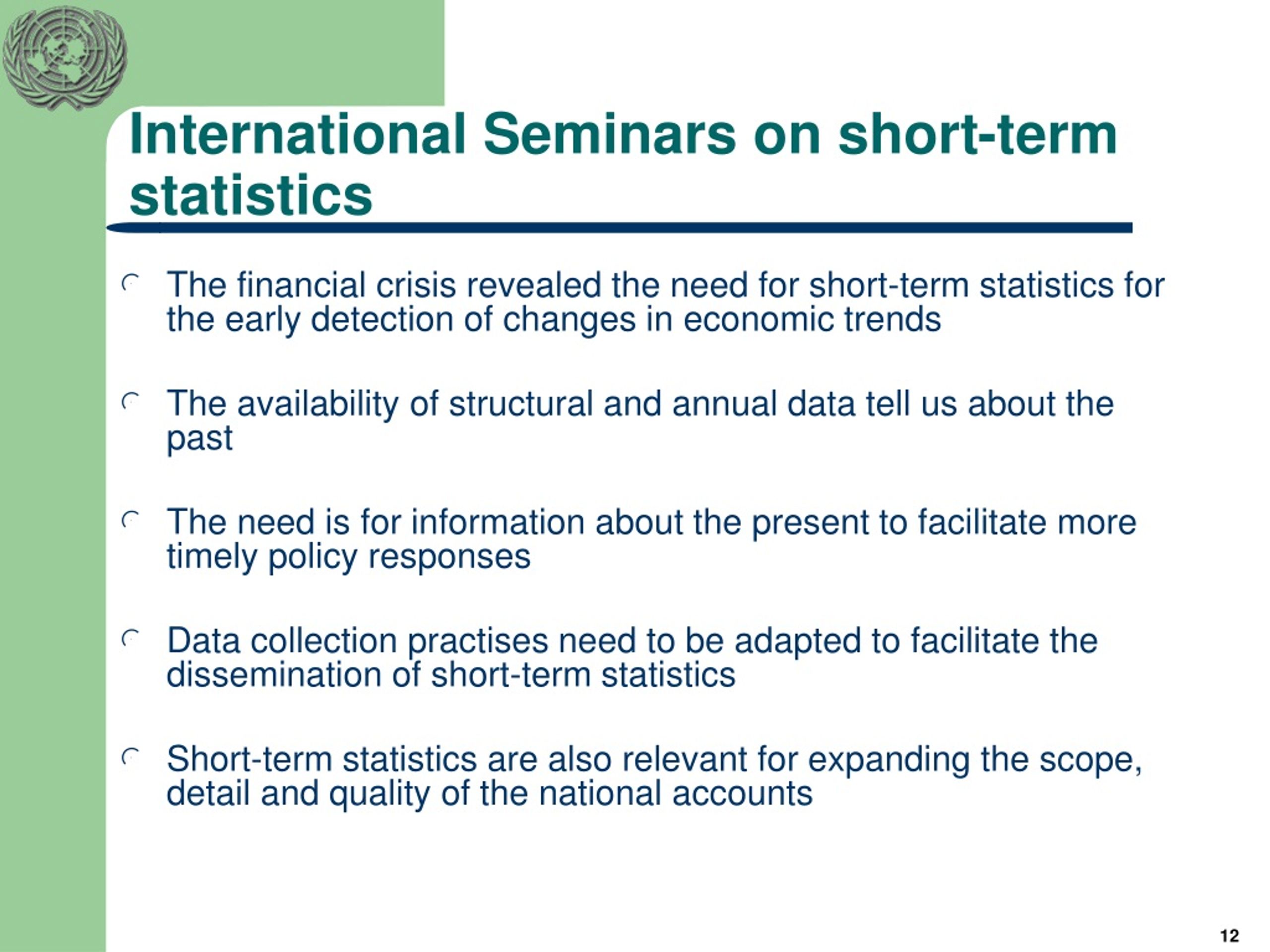 PPT - Short-term economic statistics A global response to the economic ...