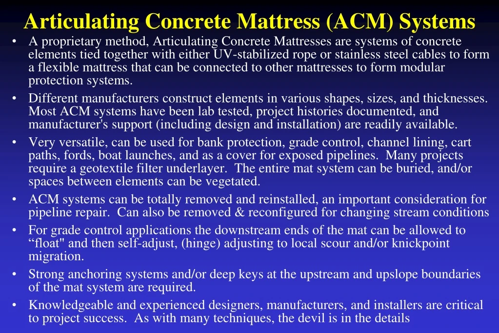 PPT - Articulating Concrete Mattress (ACM) Systems PowerPoint ...