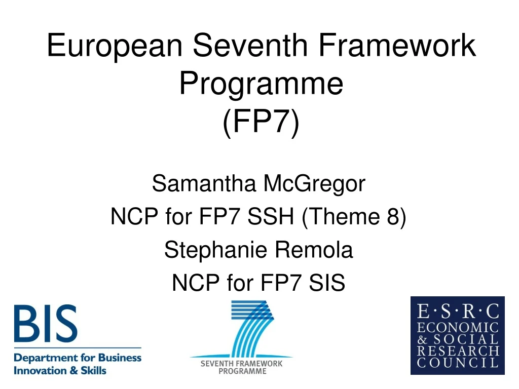PPT - European Seventh Framework Programme (FP7) PowerPoint ...