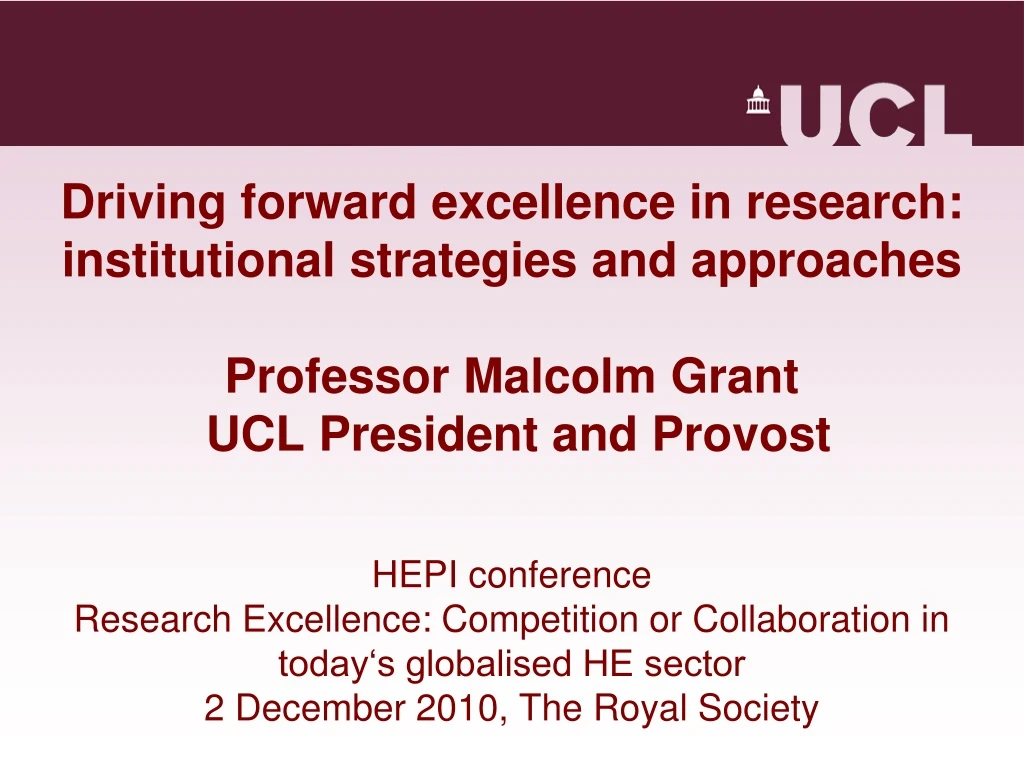 PPT - UCL's status Knowledge transfer UCL Grand Challenges UCL ...