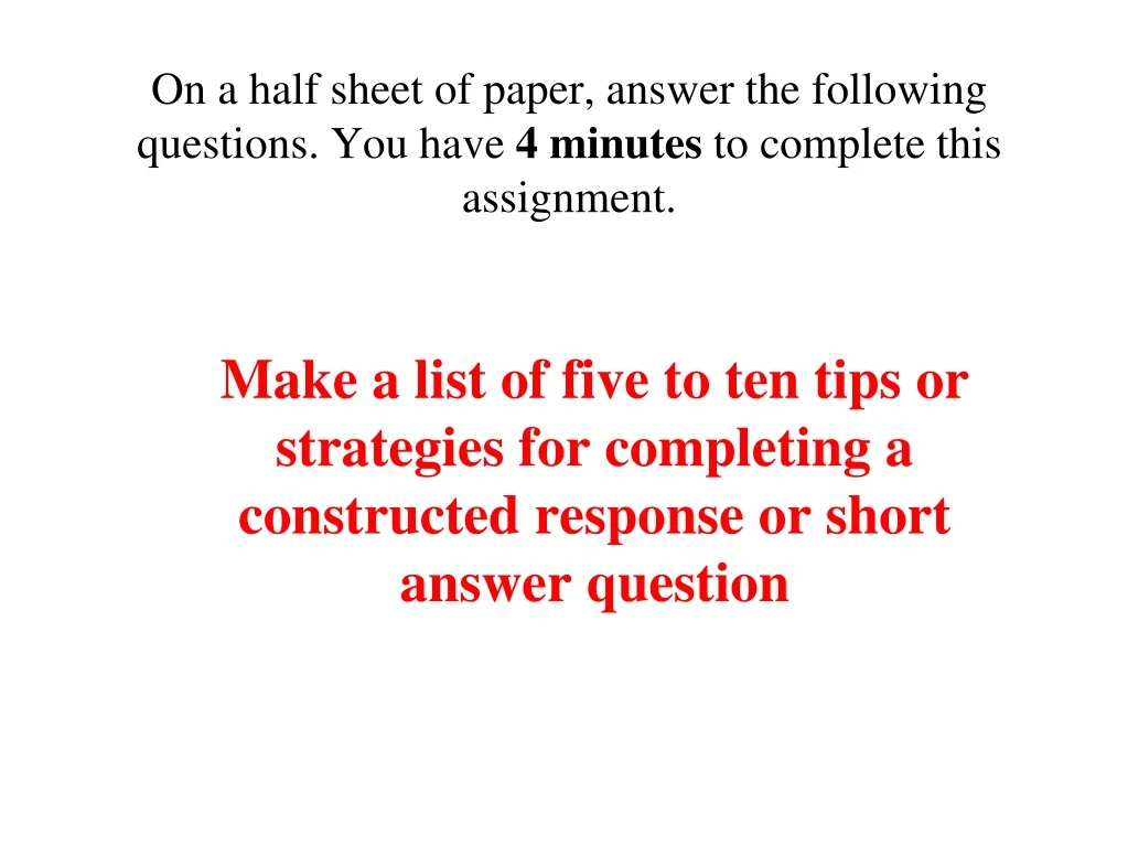PPT - How to Answer Short Answer/Constructed Response Questions using ...