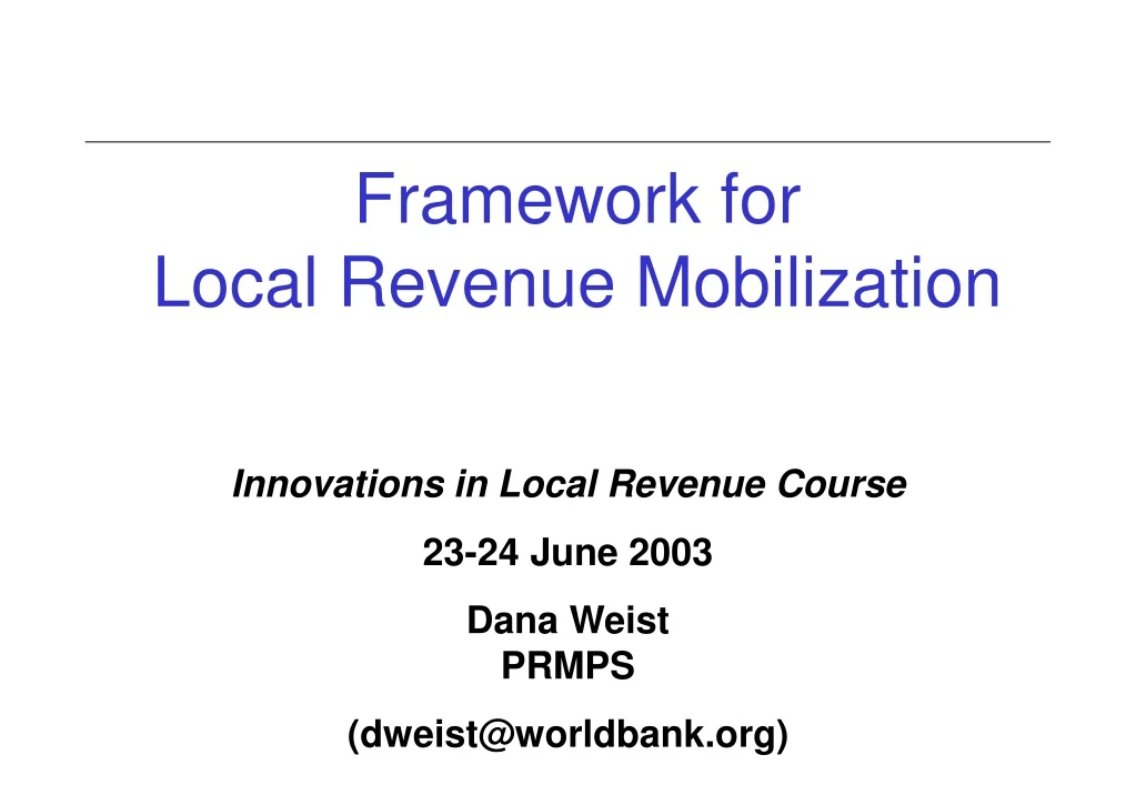 PPT - Framework for Local Revenue Mobilization PowerPoint Presentation ...