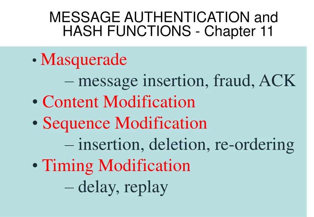 Ppt Message Authentication And Hash Functions Chapter 11 Powerpoint Presentation Id9217866