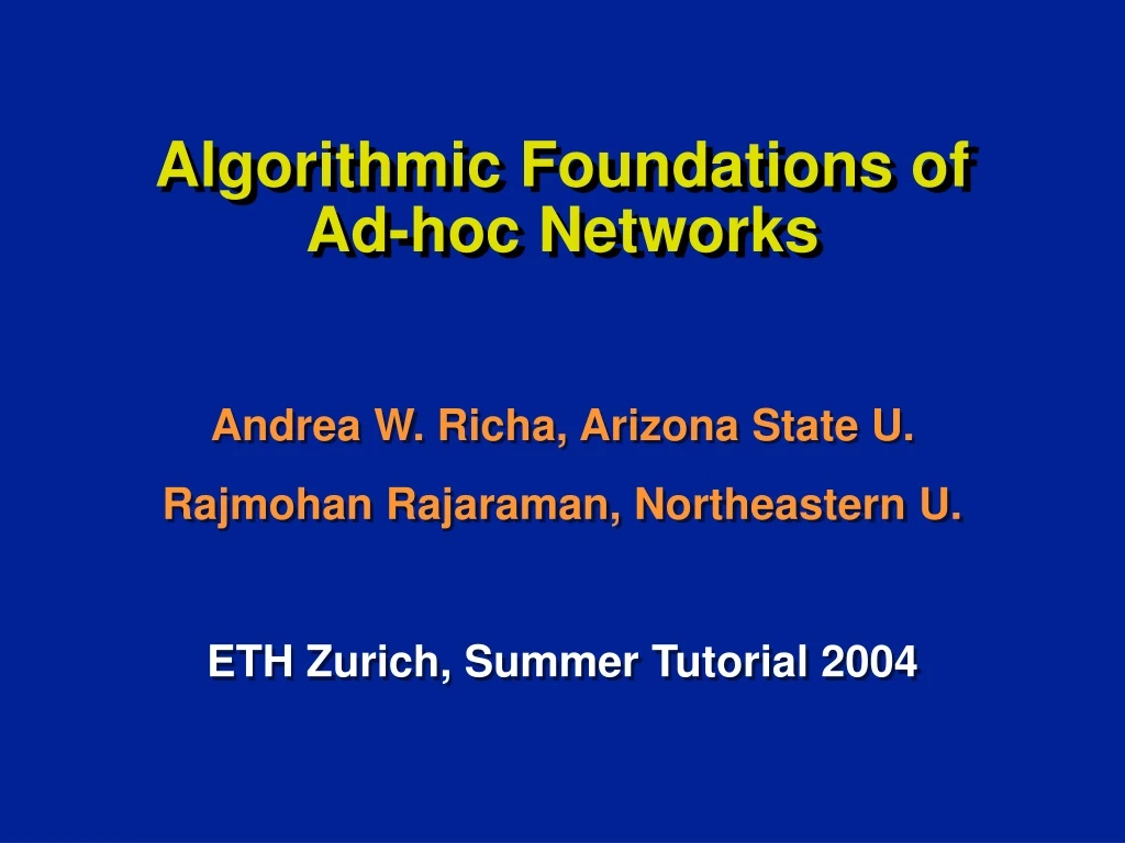 Ppt Algorithmic Foundations Of Ad Hoc Networks Powerpoint Presentation Id 9218272