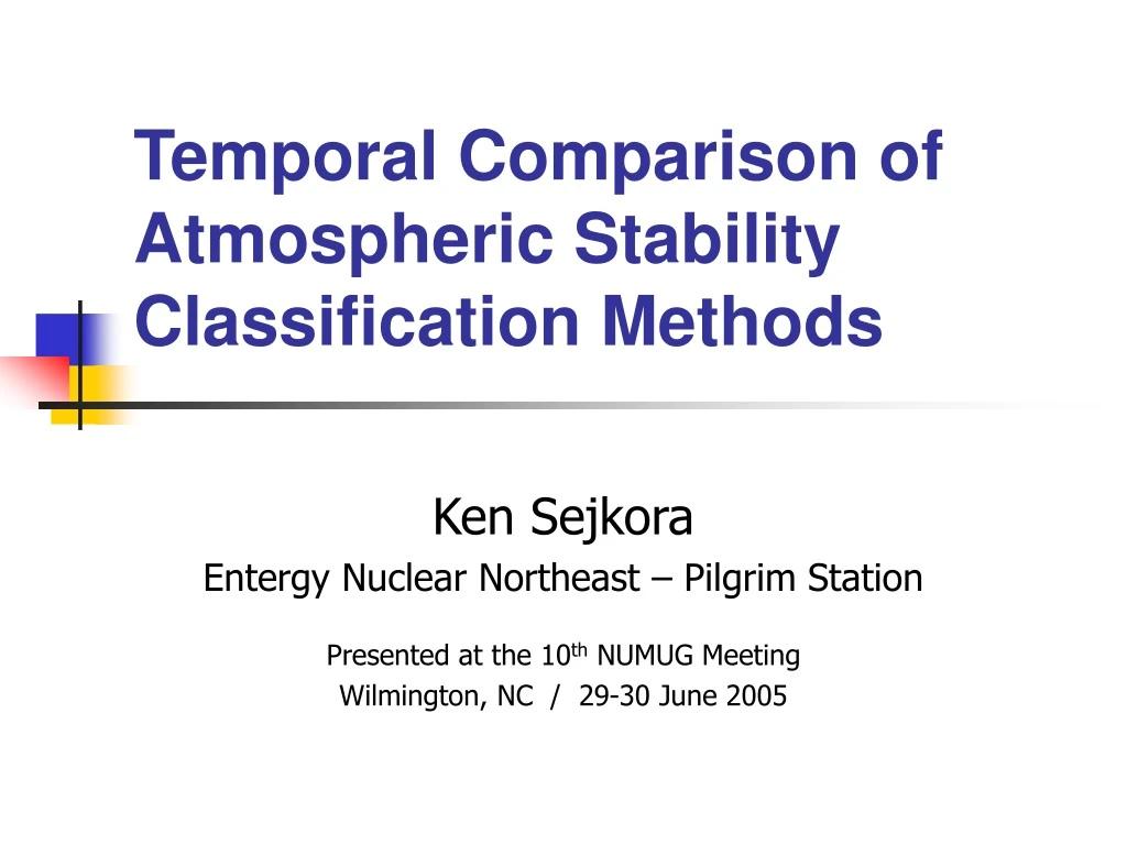 PPT - Temporal Comparison of Atmospheric Stability Classification ...