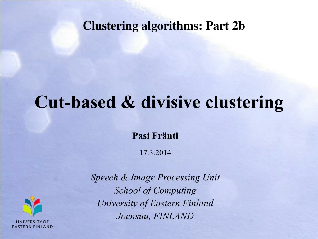 PPT - Cut-based & divisive clustering PowerPoint Presentation, free ...