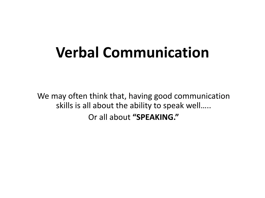 PPT - Verbal Communication PowerPoint Presentation, free download - ID ...