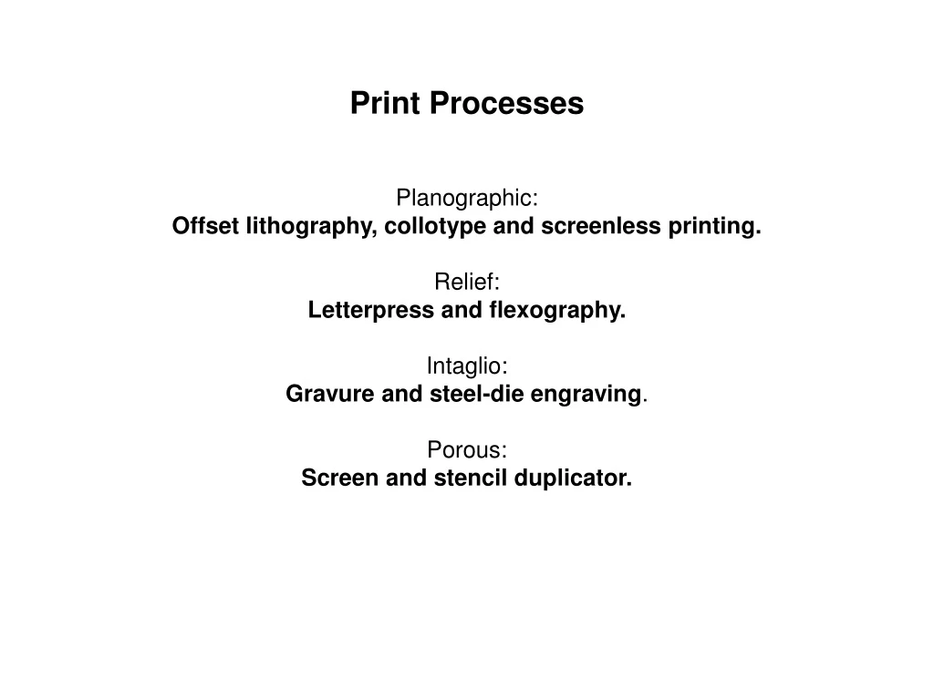 PPT - Print Processes Planographic: Offset lithography, collotype and ...