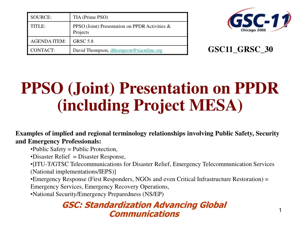 PPT - PPSO (Joint) Presentation on PPDR (including Project MESA ...