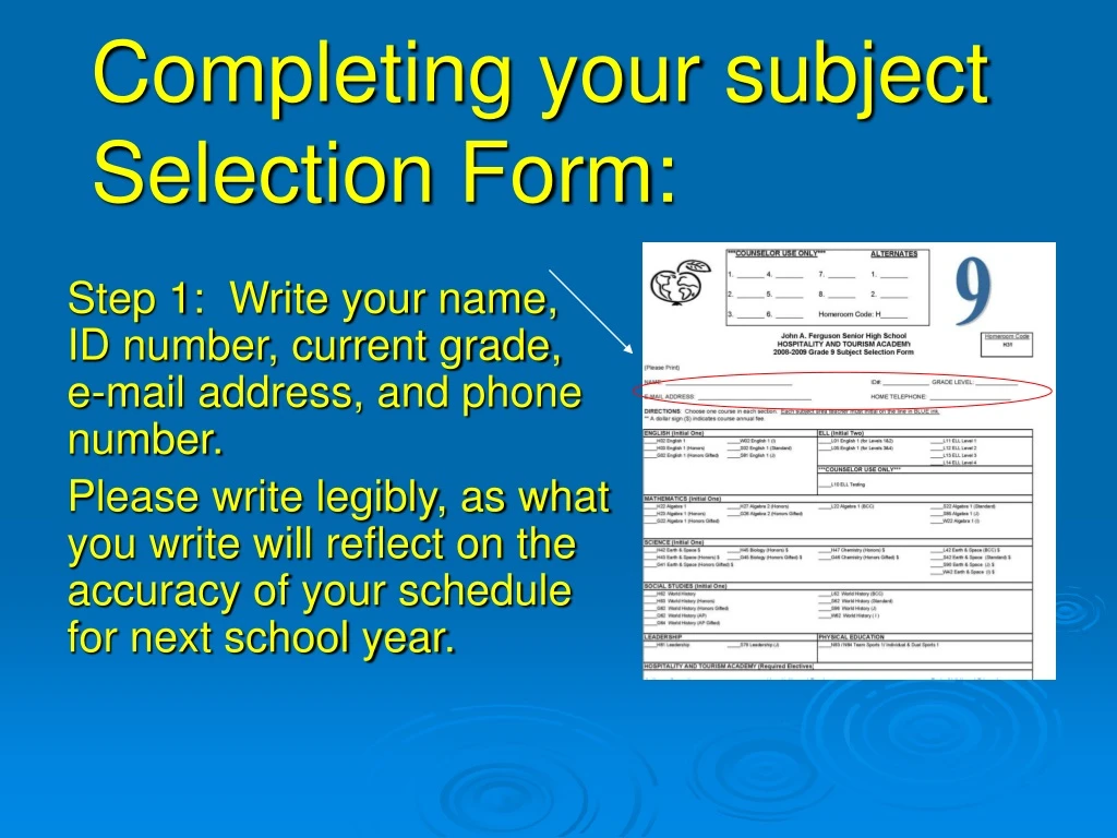 PPT - Completing your subject Selection Form: PowerPoint Presentation ...