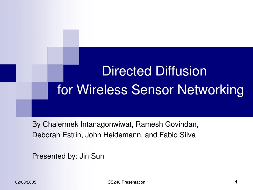PPT - Directed Diffusion for Wireless Sensor Networking PowerPoint ...