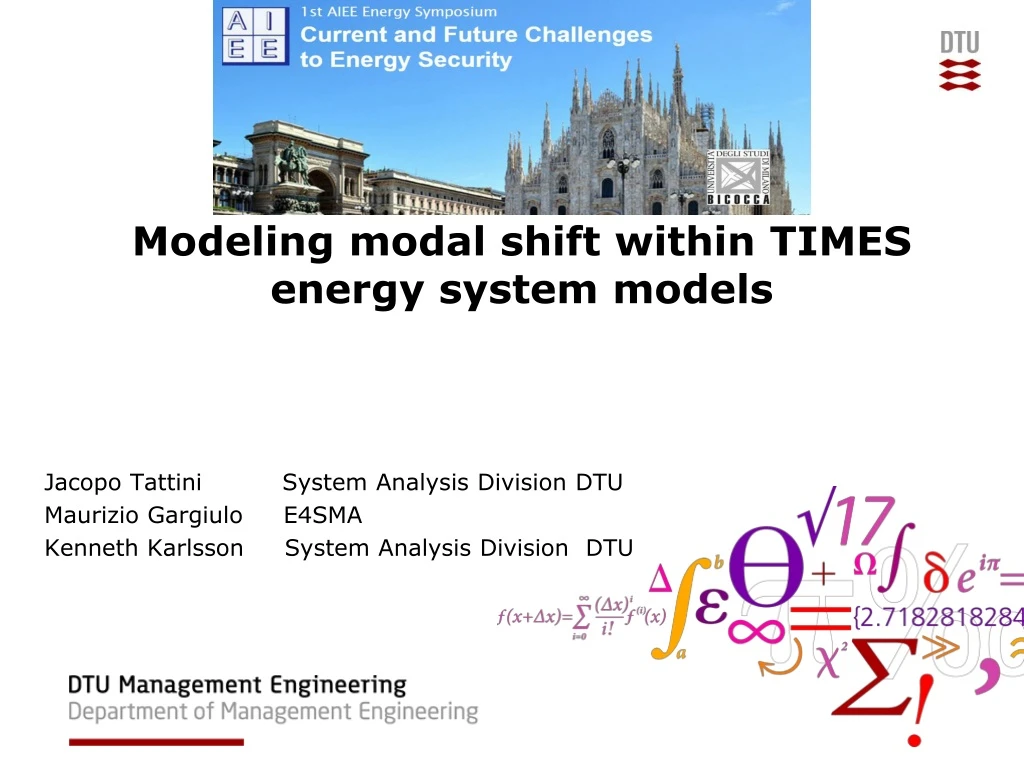 PPT - Modeling modal shift within TIMES energy system models PowerPoint ...