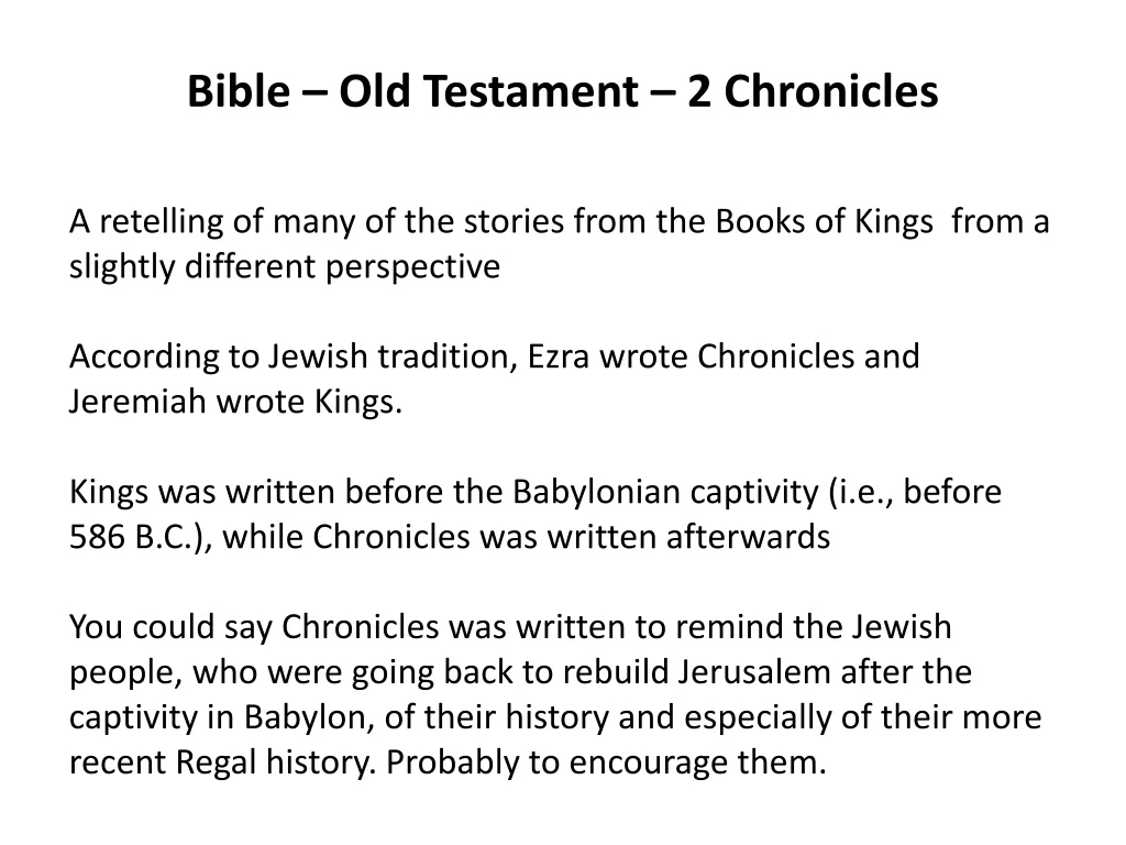 PPT - Bible – Old Testament – 2 Chronicles PowerPoint Presentation - ID ...