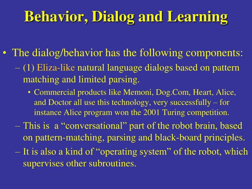 PPT - Behavior, Dialog and Learning PowerPoint Presentation, free ...