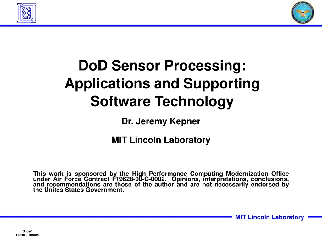 PPT - DoD Sensor Processing: Applications and Supporting Software ...