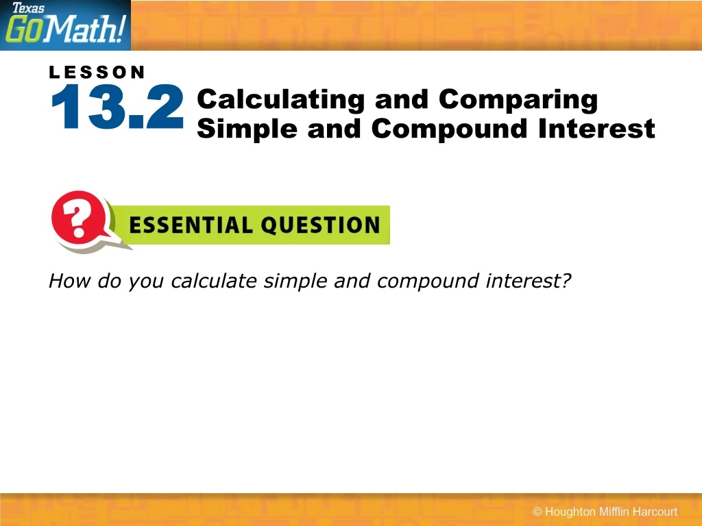 PPT - Calculating and Comparing Simple and Compound Interest PowerPoint ...