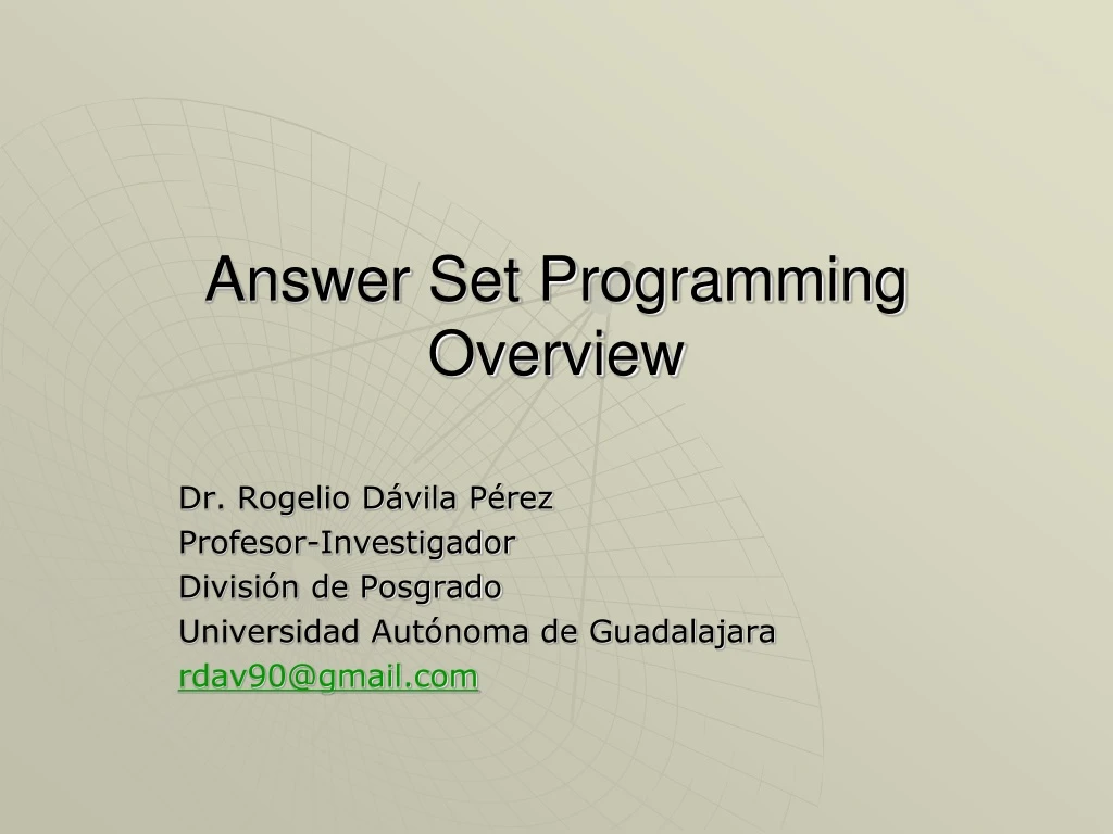 PPT - Answer Set Programming Overview PowerPoint Presentation, free download - ID:9229423