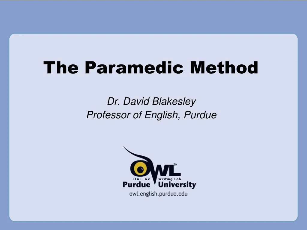 PPT - The Paramedic Method PowerPoint Presentation, free download - ID ...