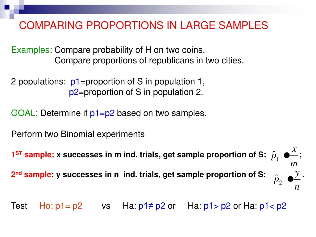 PPT - COMPARING PROPORTIONS IN LARGE SAMPLES PowerPoint Presentation ...