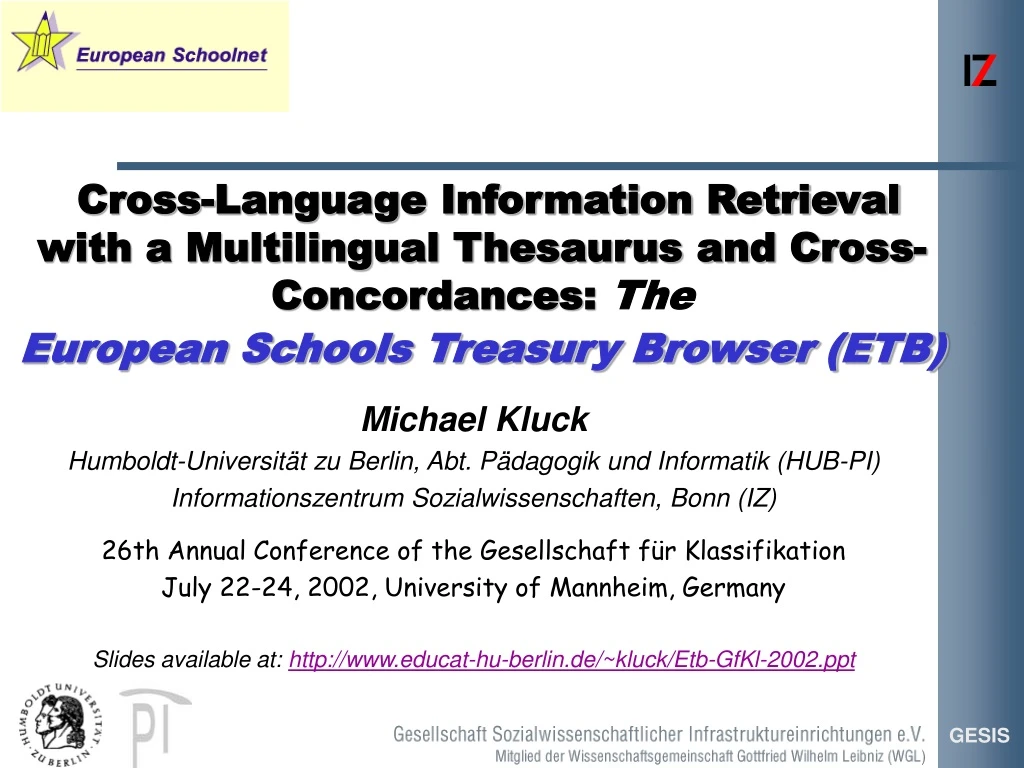 PPT - Michael Kluck Humboldt-Universität zu Berlin, Abt. Pädagogik und ...