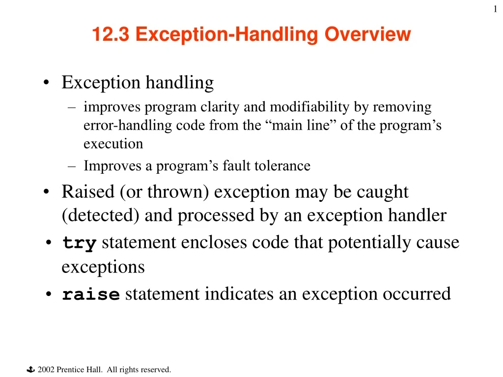 PPT - 12.3 Exception-Handling Overview PowerPoint Presentation, free ... PPT - 12.3 Exception-Handling Overview PowerPoint Presentation, free ...