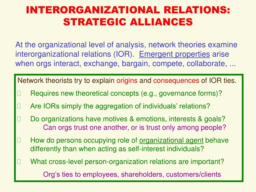 PPT - INTERORGANIZATIONAL RELATIONS: STRATEGIC ALLIANCES PowerPoint ...