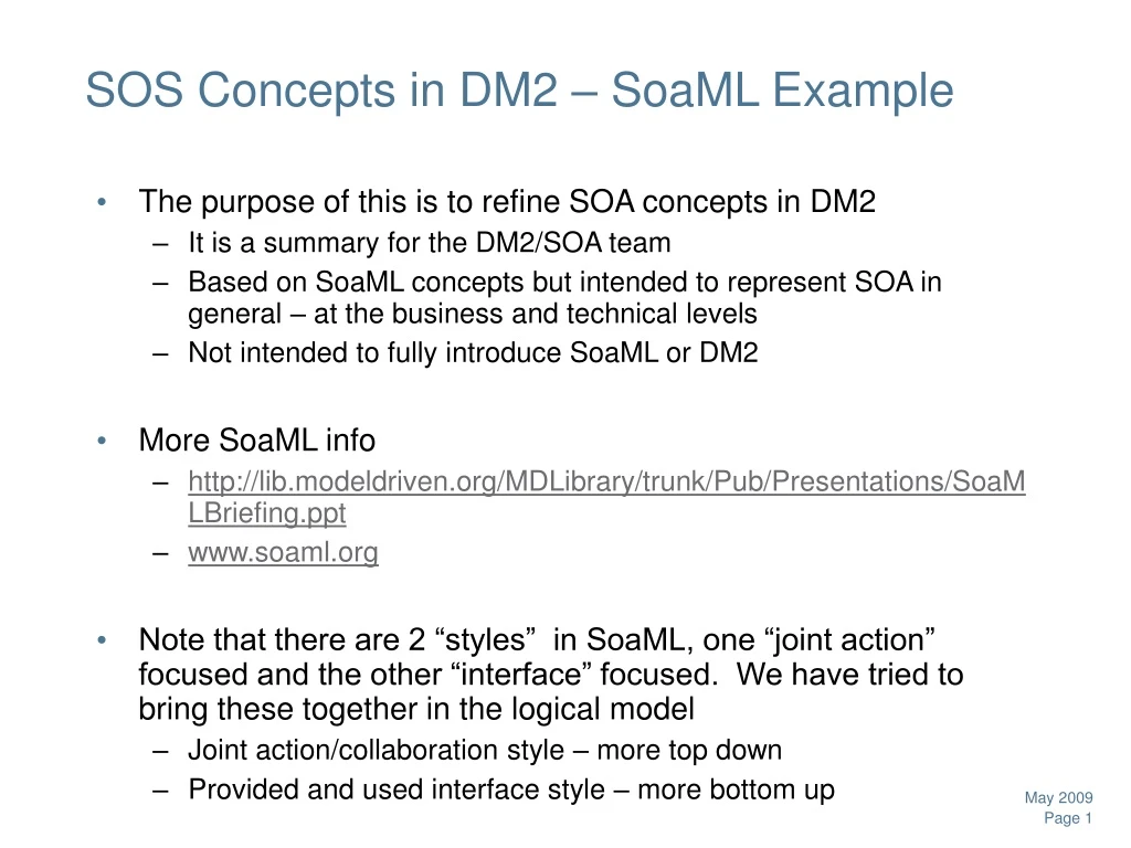 PPT - SOS Concepts in DM2 – SoaML Example PowerPoint Presentation, free ...