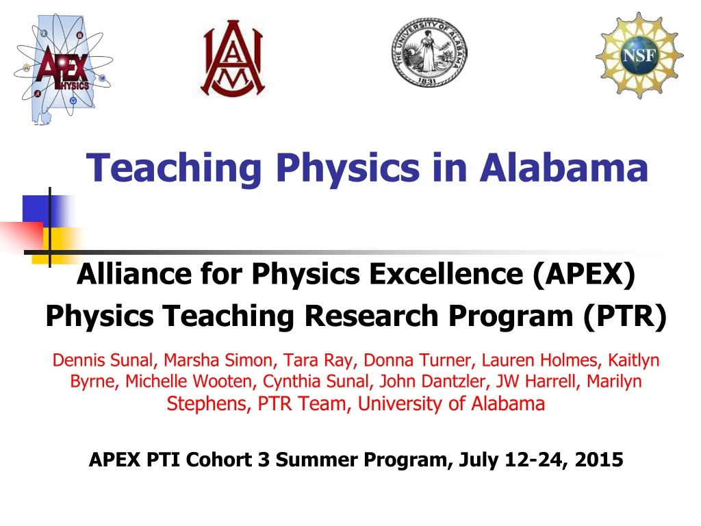 PPT - Teaching Physics in Alabama PowerPoint Presentation, free ...