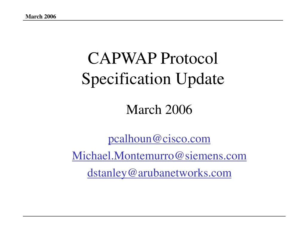 PPT - CAPWAP Protocol Specification Update PowerPoint Presentation ...