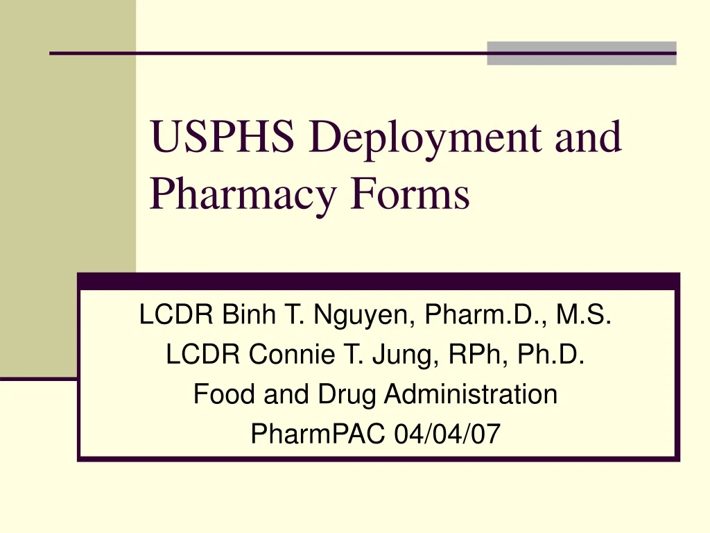 PPT - USPHS Deployment and Pharmacy Forms PowerPoint Presentation, free ...